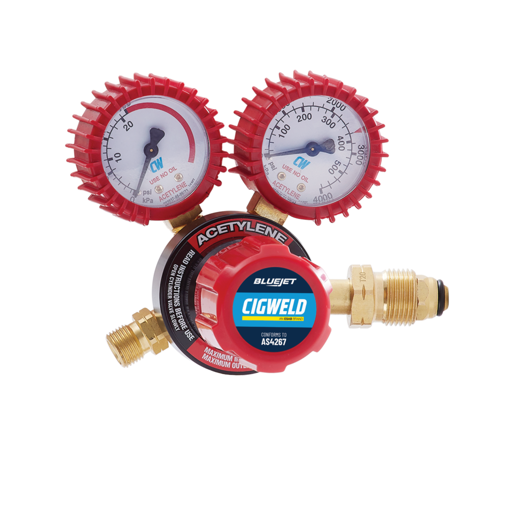 BlueJet Acetylene Side Inlet Regulator 150kPa - Cigweld