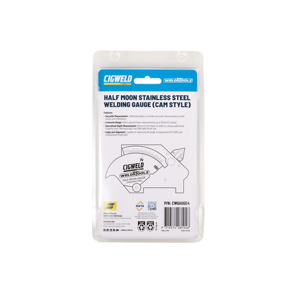 Half Moon Stainless Steel Welding Gauge (Cam Style) - Cigweld